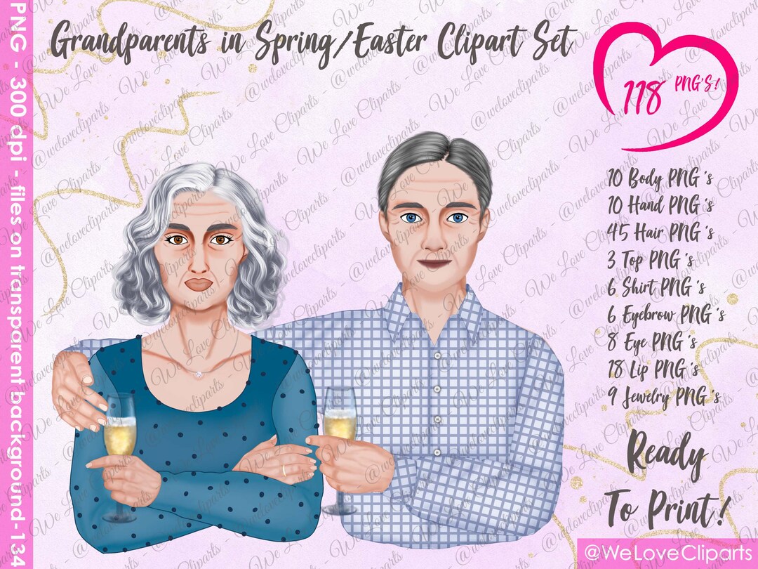 Grandparents Clipart: Grandpa Png, Bundle, Fathers Day SVG, Grandma Png ...