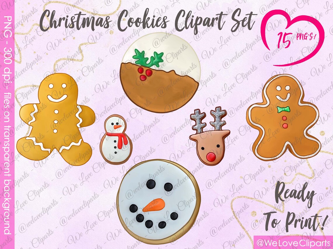 Christmas Cookies Clipart Set: Christmas Gingerbread Clipart | Etsy