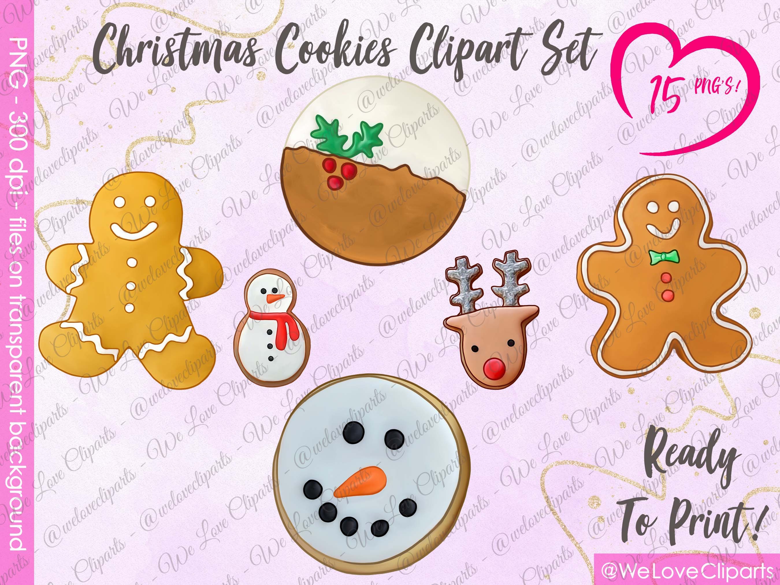 Christmas Cookies Clipart Set: Christmas Gingerbread Clipart Christmas ...