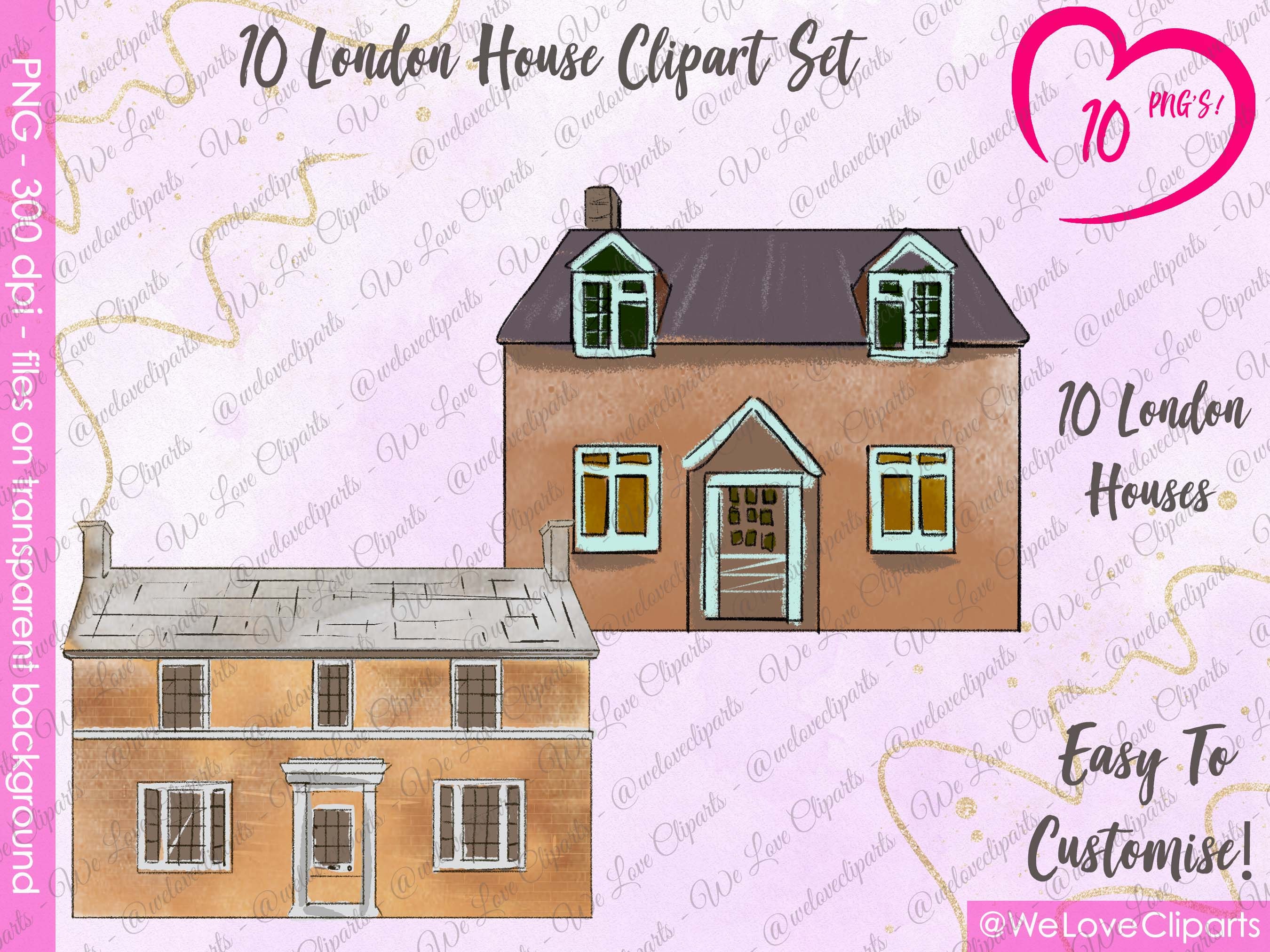 House Clipart: Best Friends Home Scene, London House for Print on ...