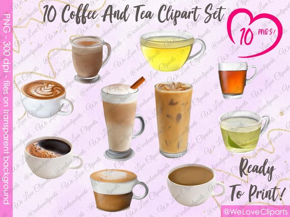 Coffee Clipart Clipart Bundle Latte Cafe Tea Instant | Etsy