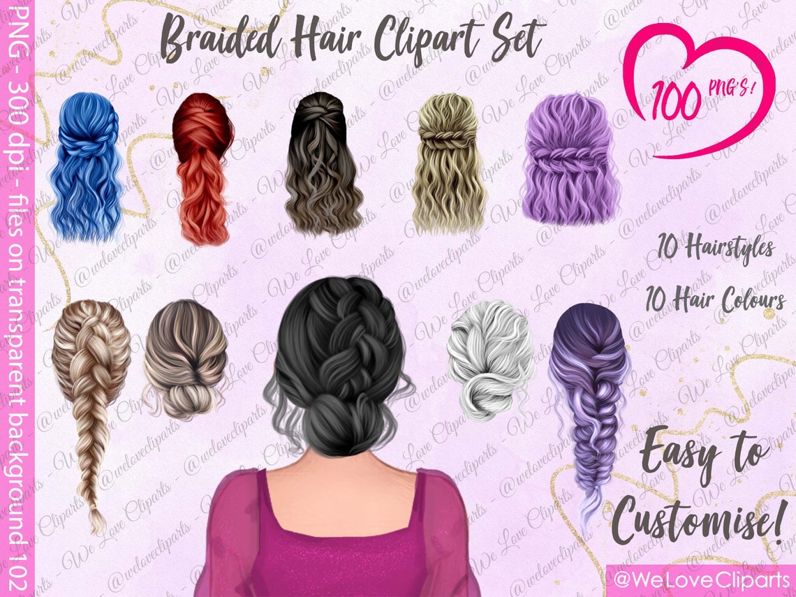 Hair PNG: Braided Hair SVG Messy Bun for Best Friend Clipart - Etsy Canada