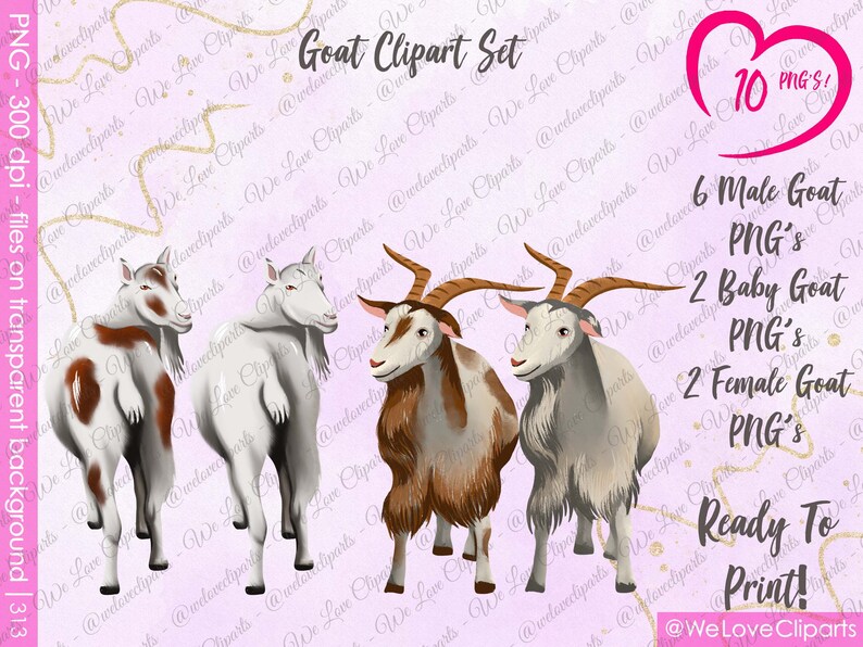 Goat Clipart: Farm Animal Clipart and Small Pet Png's for | Etsy