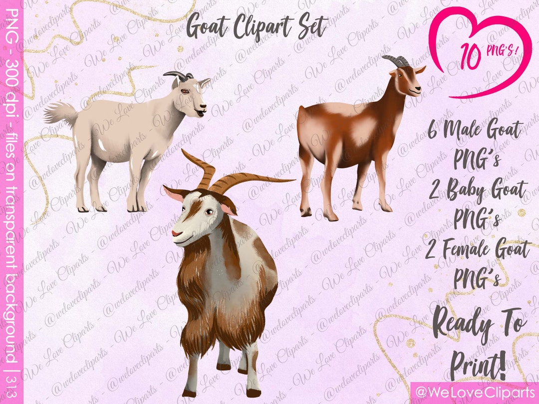 Goat Clipart: Farm Animal Clipart and Small Pet Png's for Besties SVG ...