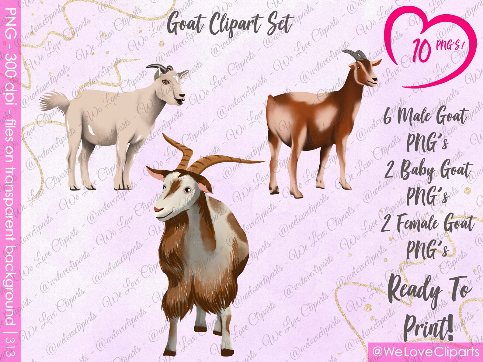 Goat Clipart: Farm Animal Clipart and Small Pet Png's for Besties SVG ...