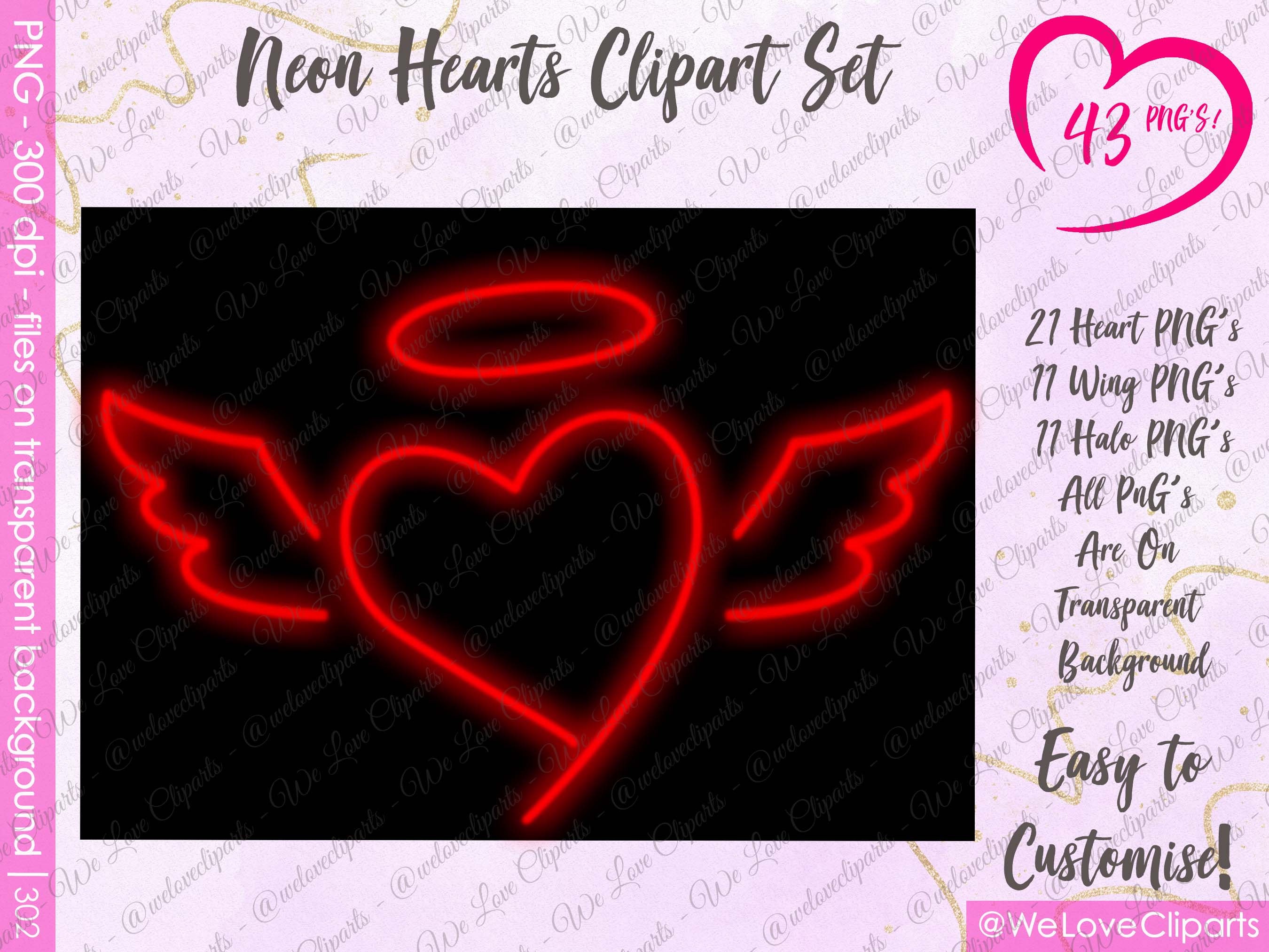 Neon Heart SVG Love SVG and Valentine SVG Stickers WLC302 | Etsy