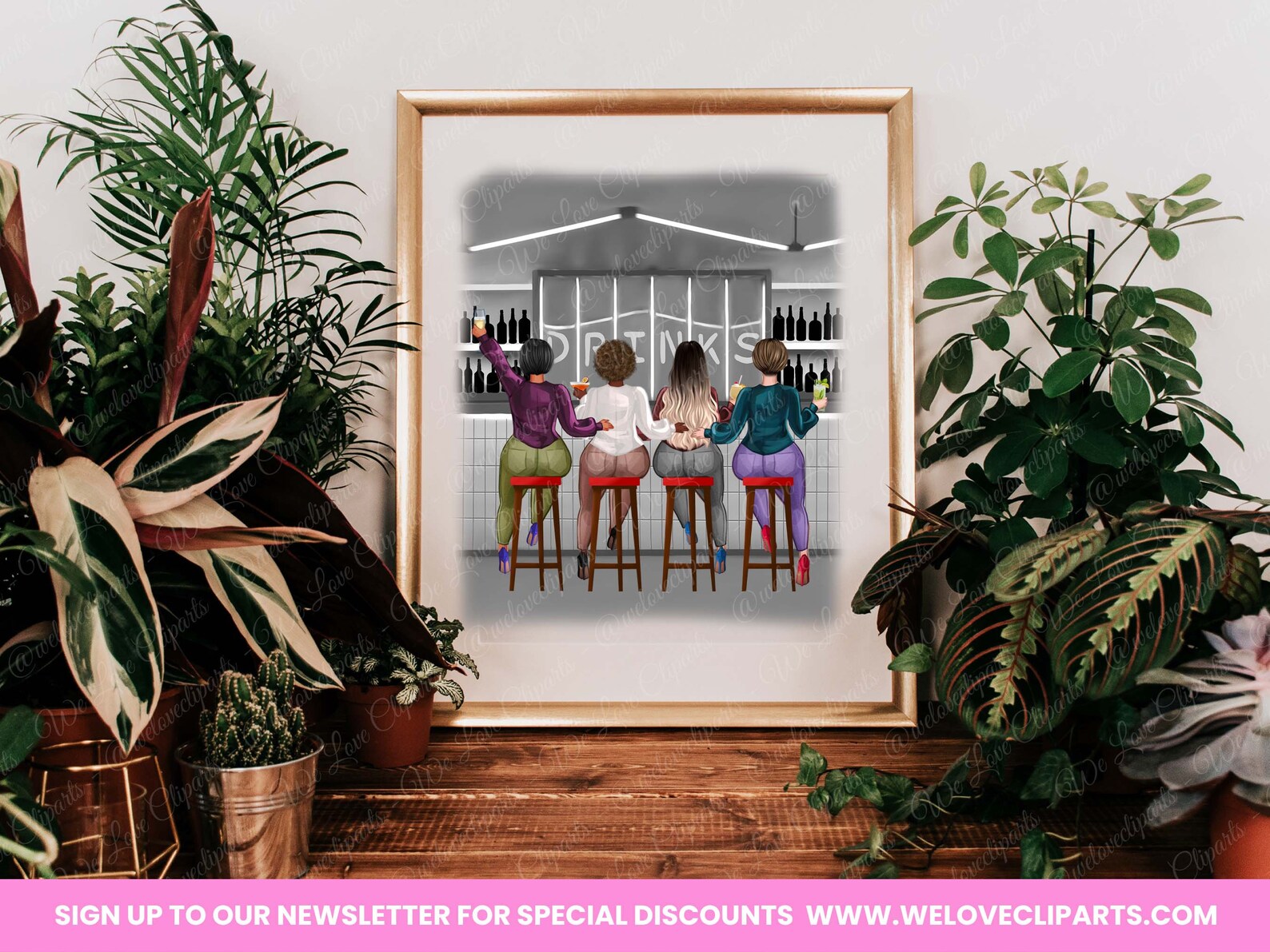 Best Friend Clipart Plus Size Girls Bundle Bar Scene | Etsy