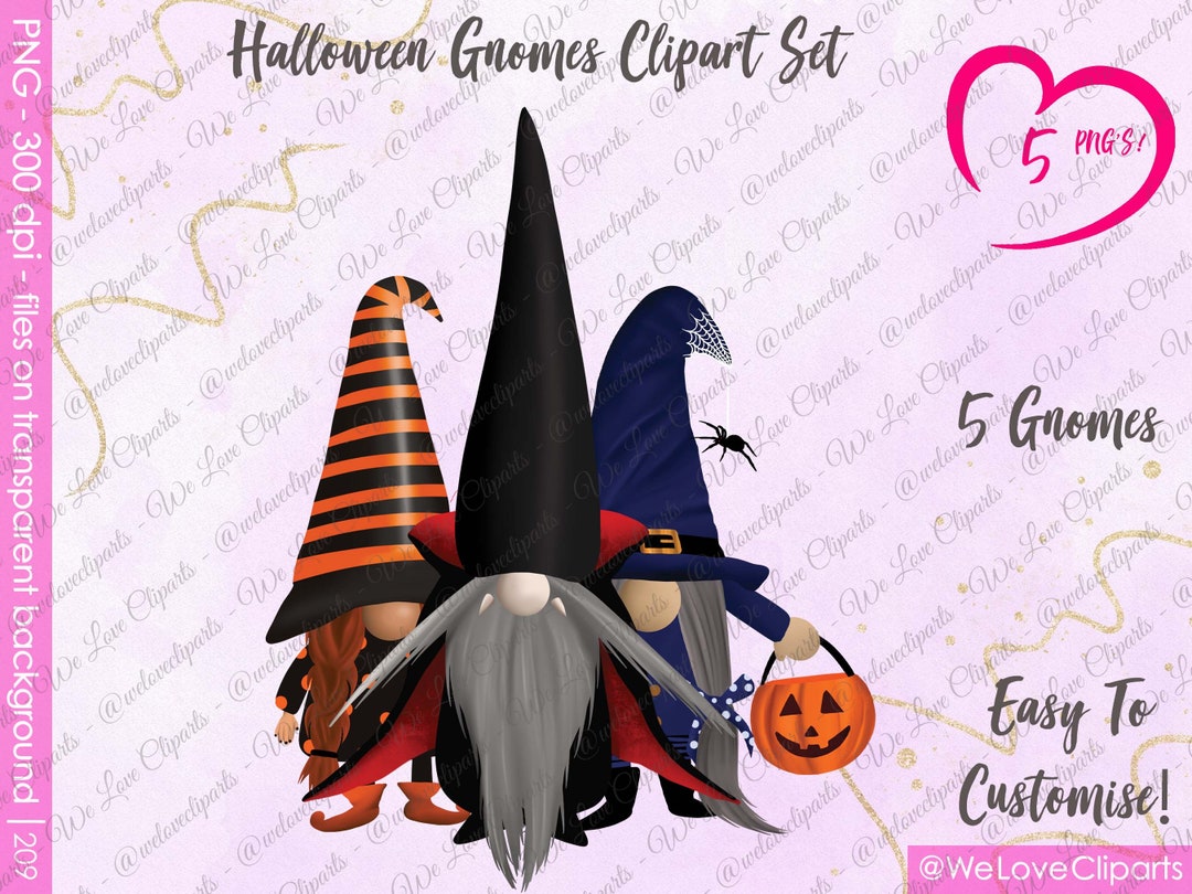 Halloween Gnome Clipart | Autumn Gnome | (WLC209) - Etsy
