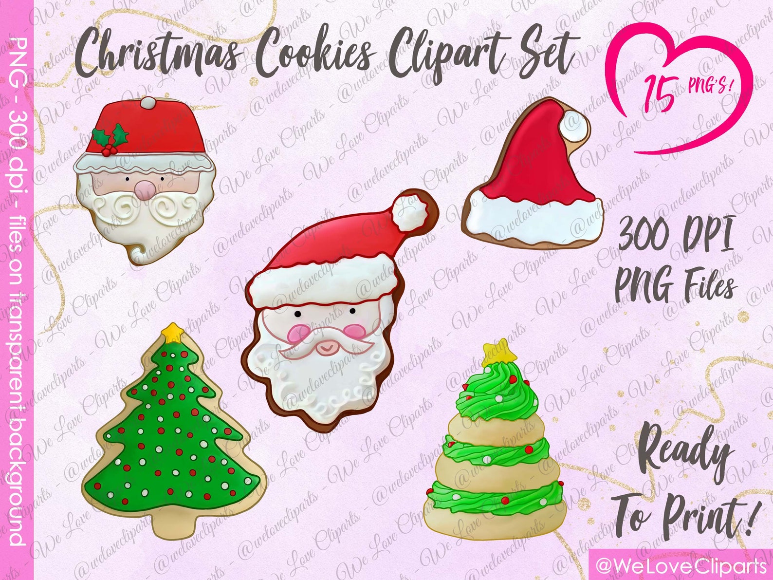 Christmas Cookies Clipart Set: Christmas Gingerbread Clipart Christmas ...
