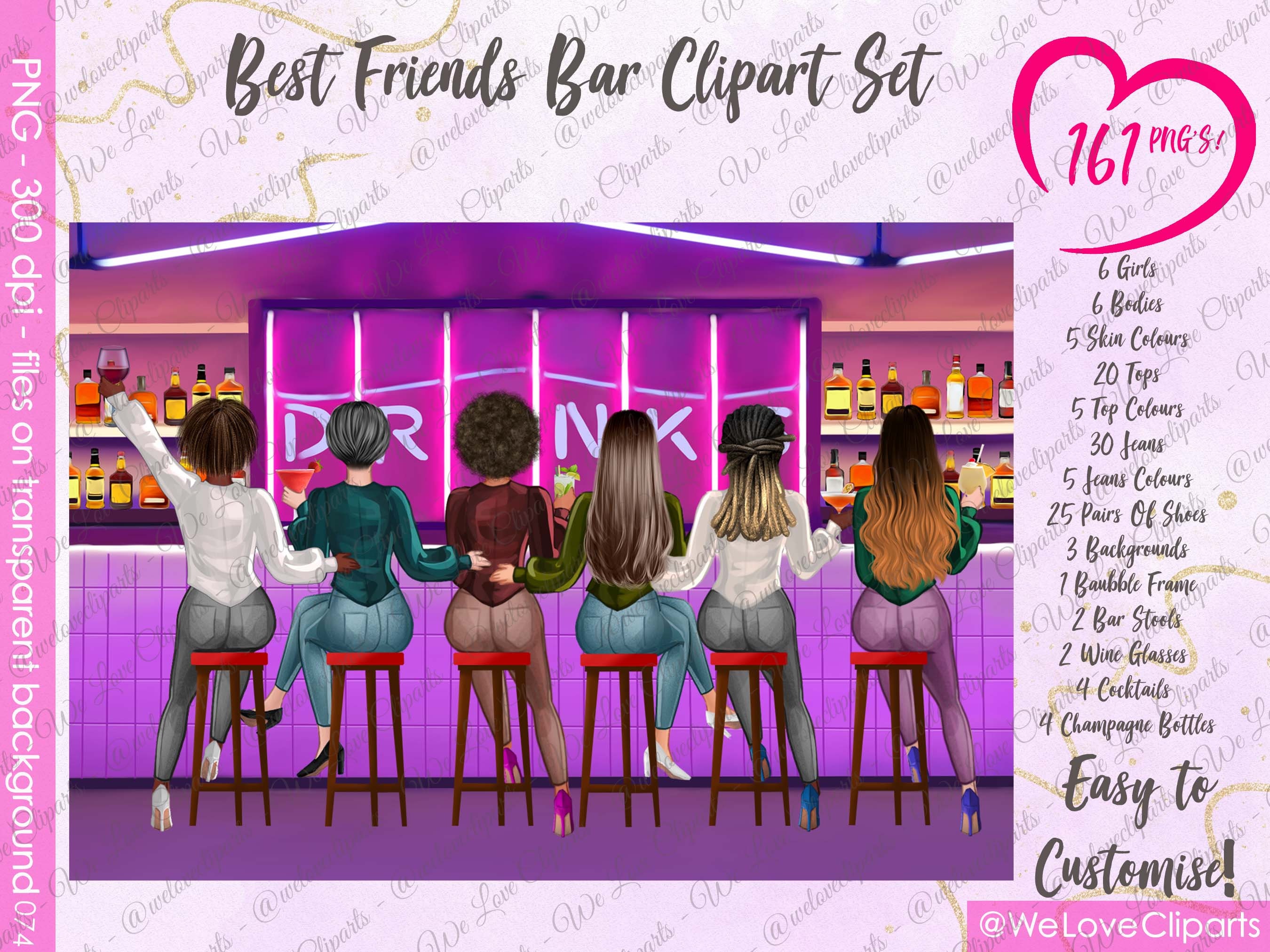 Bar Clipart: Best Friends Bar Scene Sisters SVG Party Svg - Etsy UK