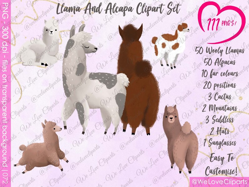Llama Clipart and Alpaca Clipart for Commercial Use - Etsy UK