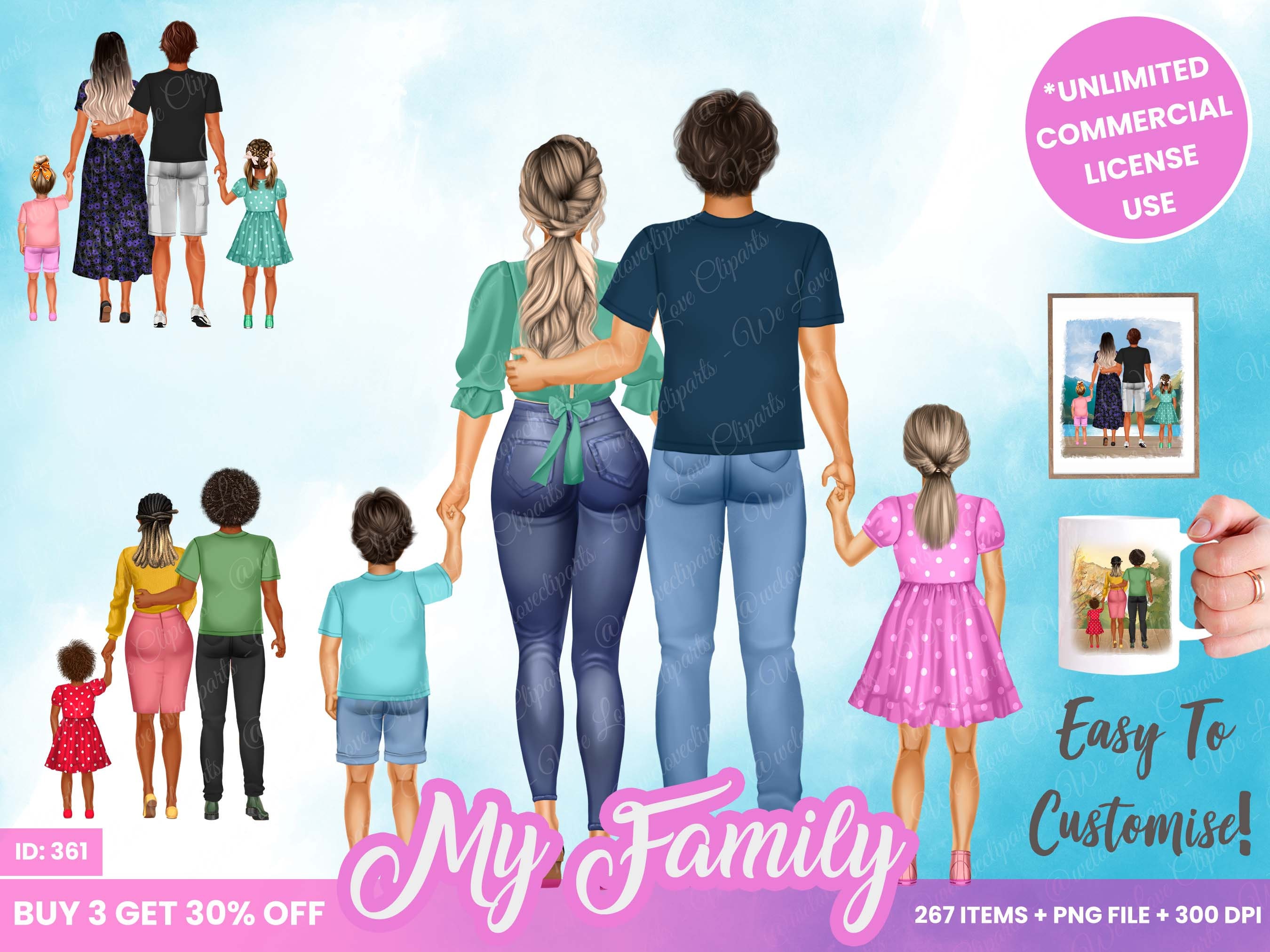 My Family Clipart , Bundle, Couple PNG, Children PNG, Best Friends SVG ...