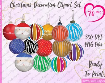 Christmas Tree Baubles Clipart, 12 JPG, Watercolor Clipart, Card Making ...