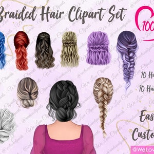 Hair PNG: Braided Hair SVG Messy Bun for Best Friend Clipart | Etsy Canada