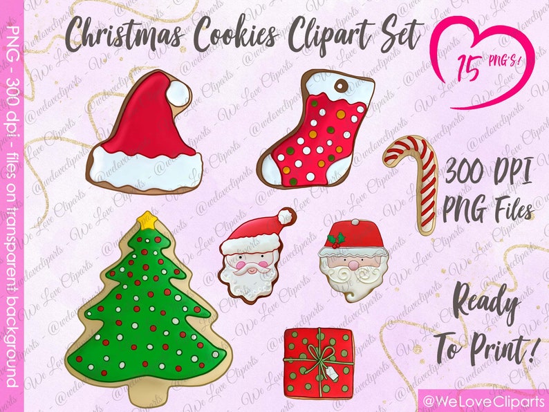 Christmas Cookies Clipart Set: Christmas Gingerbread Clipart Christmas ...