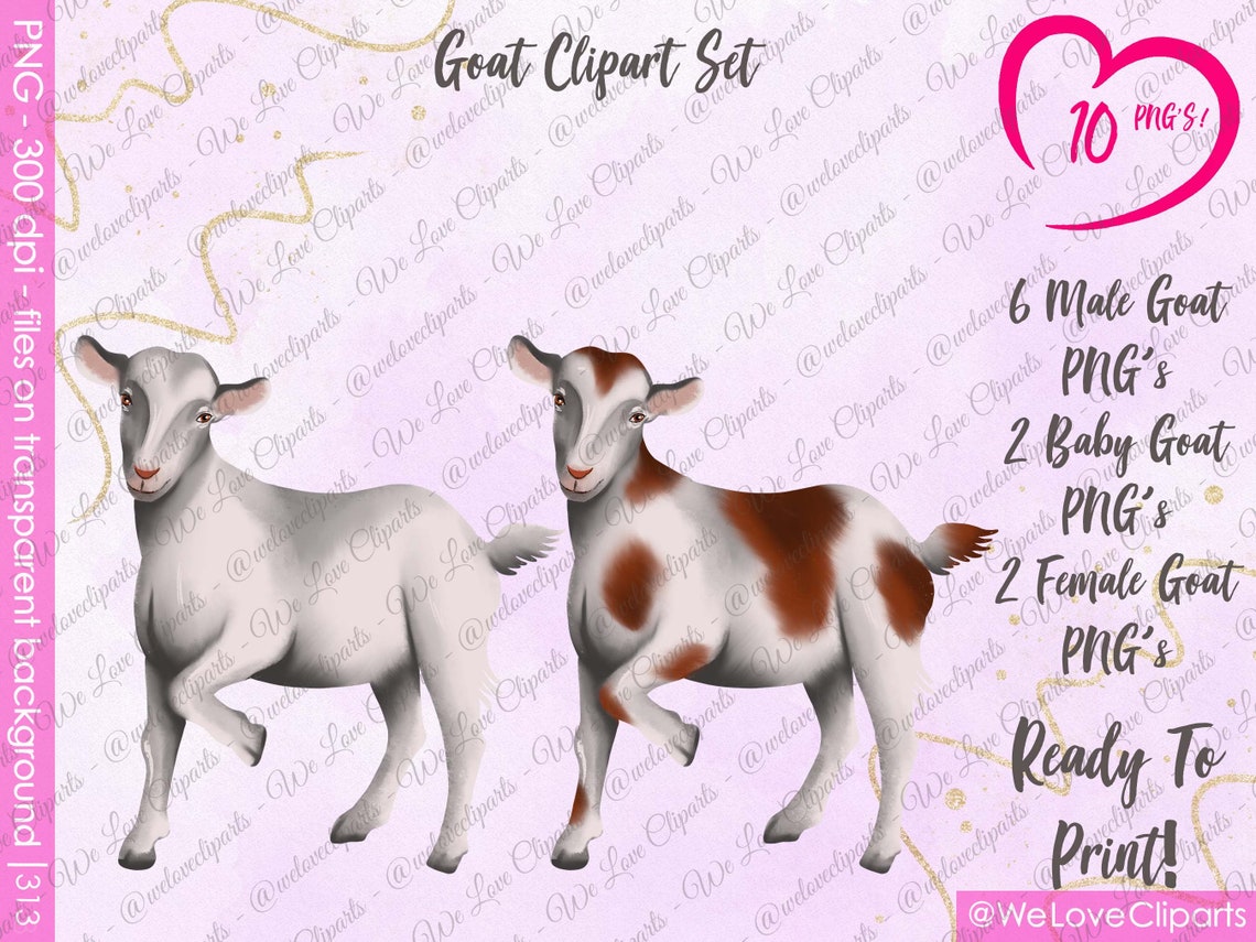 Goat Clipart: Farm Animal Clipart and Small Pet Png's for | Etsy