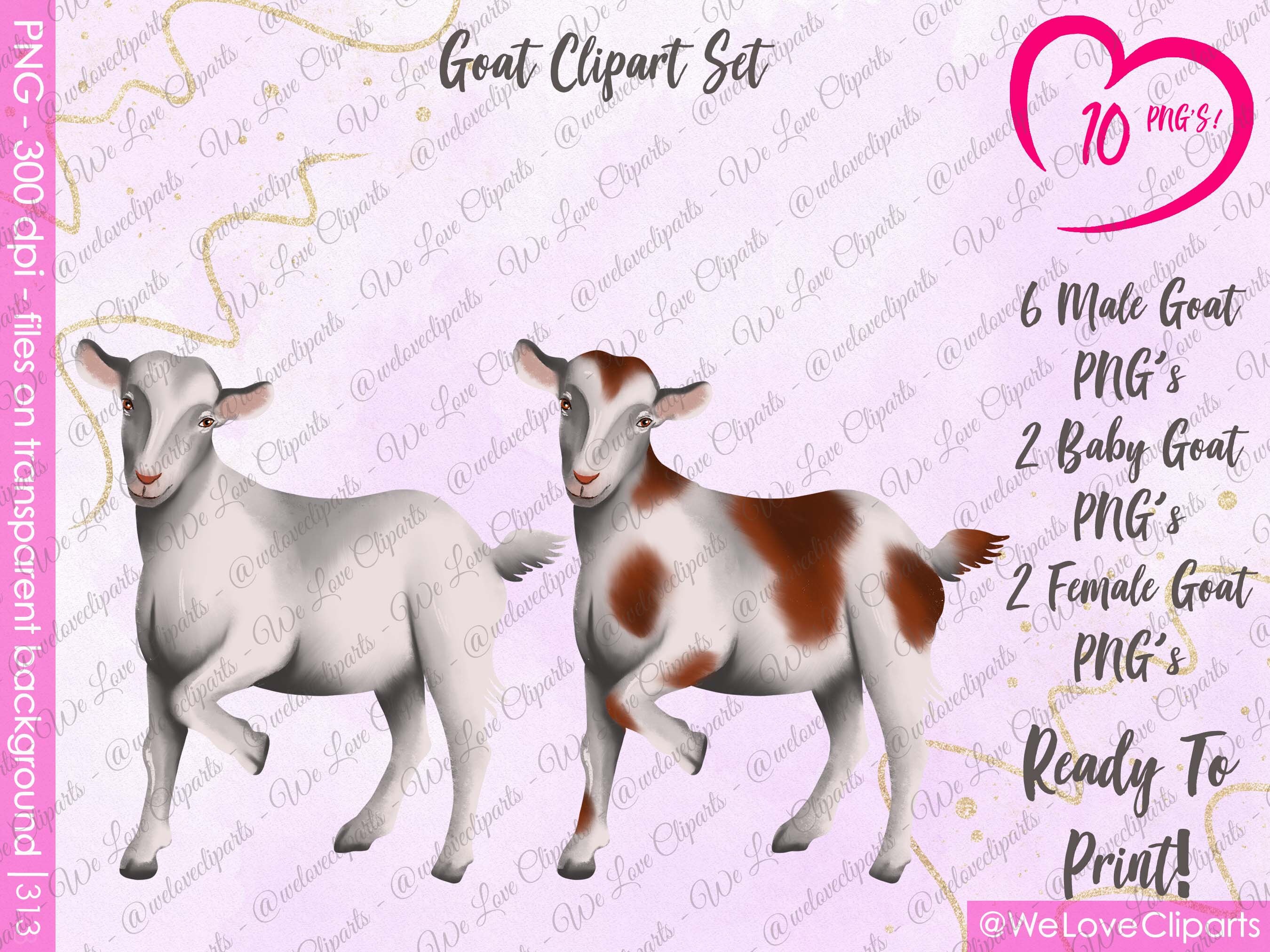Goat Clipart: Farm Animal Clipart and Small Pet Png's for Besties SVG ...