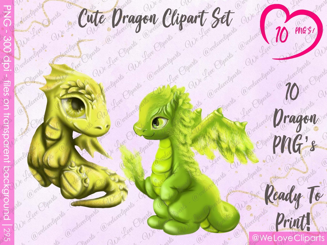 Watercolour Dragon PNG: Dragon Clipart Dragons PNG WLC295 - Etsy