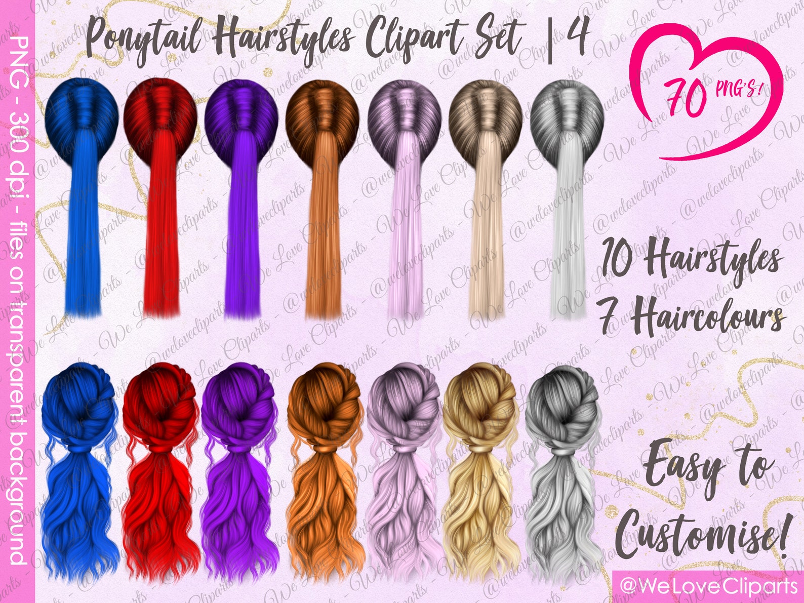 Hair PNG: Ponytail SVG Hairstyles for Girl Friend Clipart - Etsy