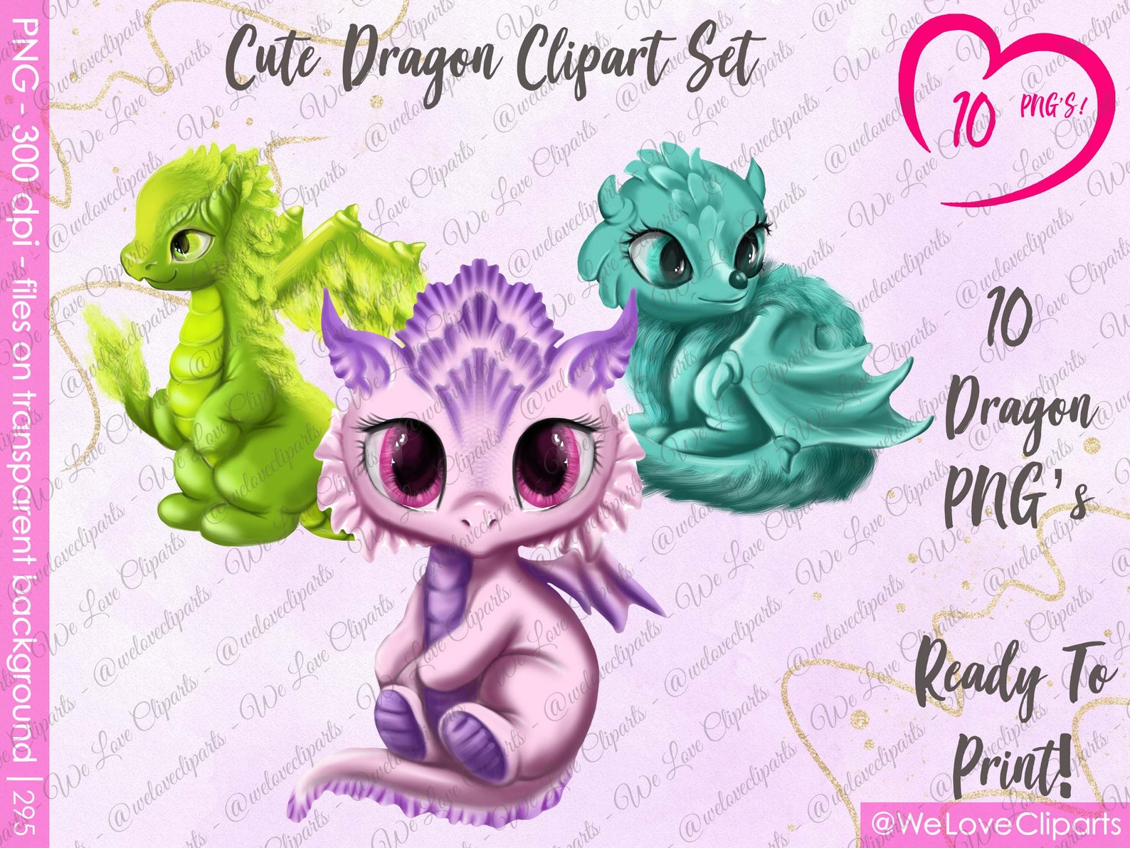 Watercolour Dragon PNG: Dragon Clipart Dragons PNG WLC295 - Etsy