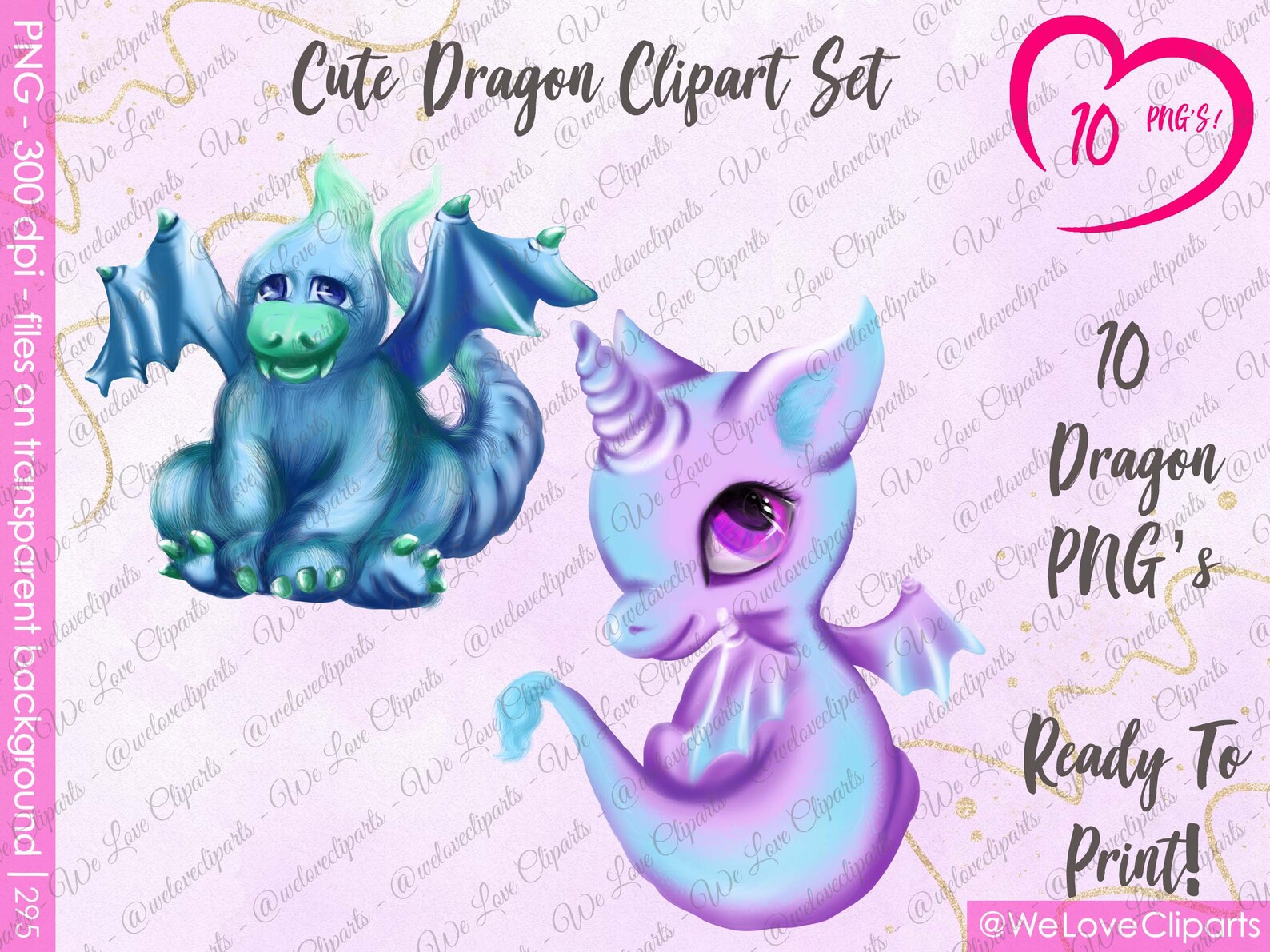 Watercolour Dragon PNG: Dragon Clipart Dragons PNG WLC295 - Etsy