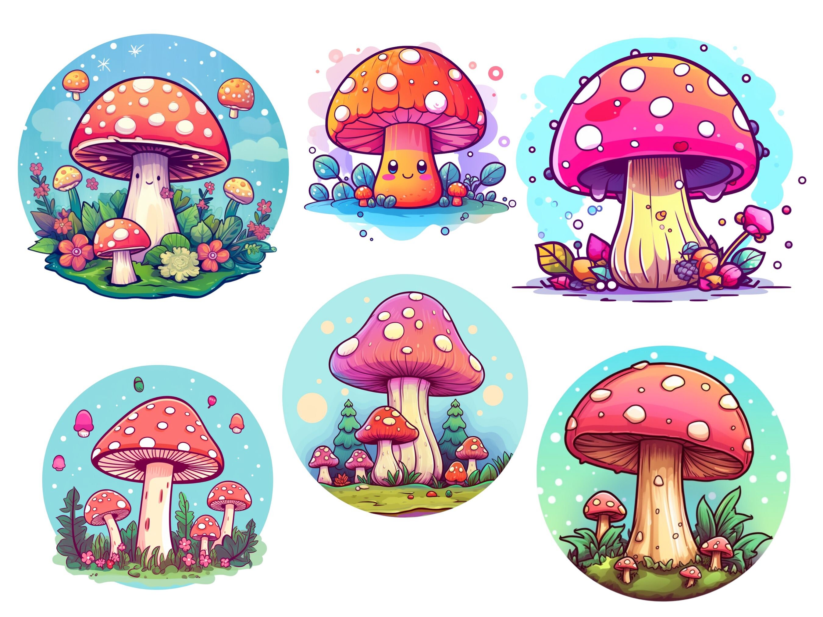 Mushroom SVG & PNG Bundle, Toadstool, Shiitake, Kawaii Mushroom ...