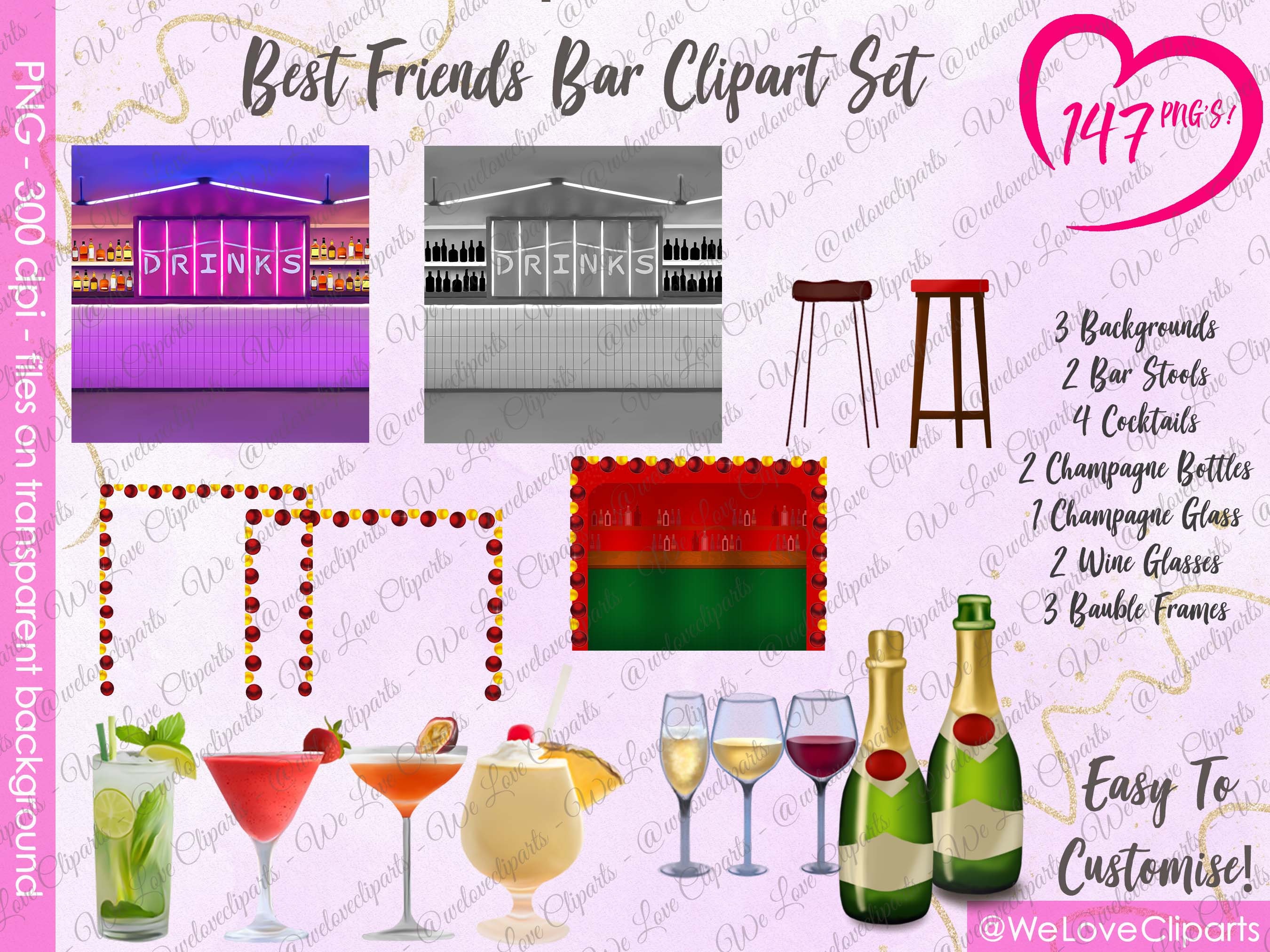 Bar Clipart: Best Friends Bar Scene Sisters SVG Party Svg | Etsy UK
