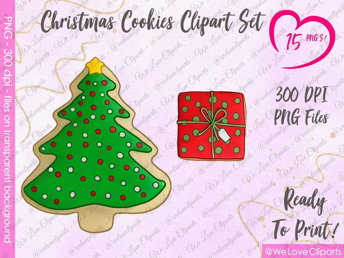 Christmas Cookies Clipart Set: Christmas Gingerbread Clipart | Etsy