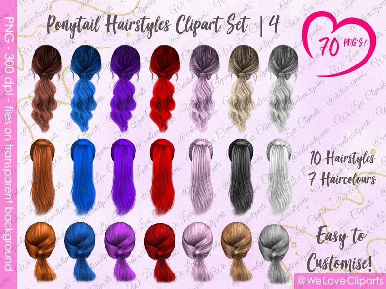 Hair PNG: Ponytail SVG Hairstyles for Girl Friend Clipart - Etsy