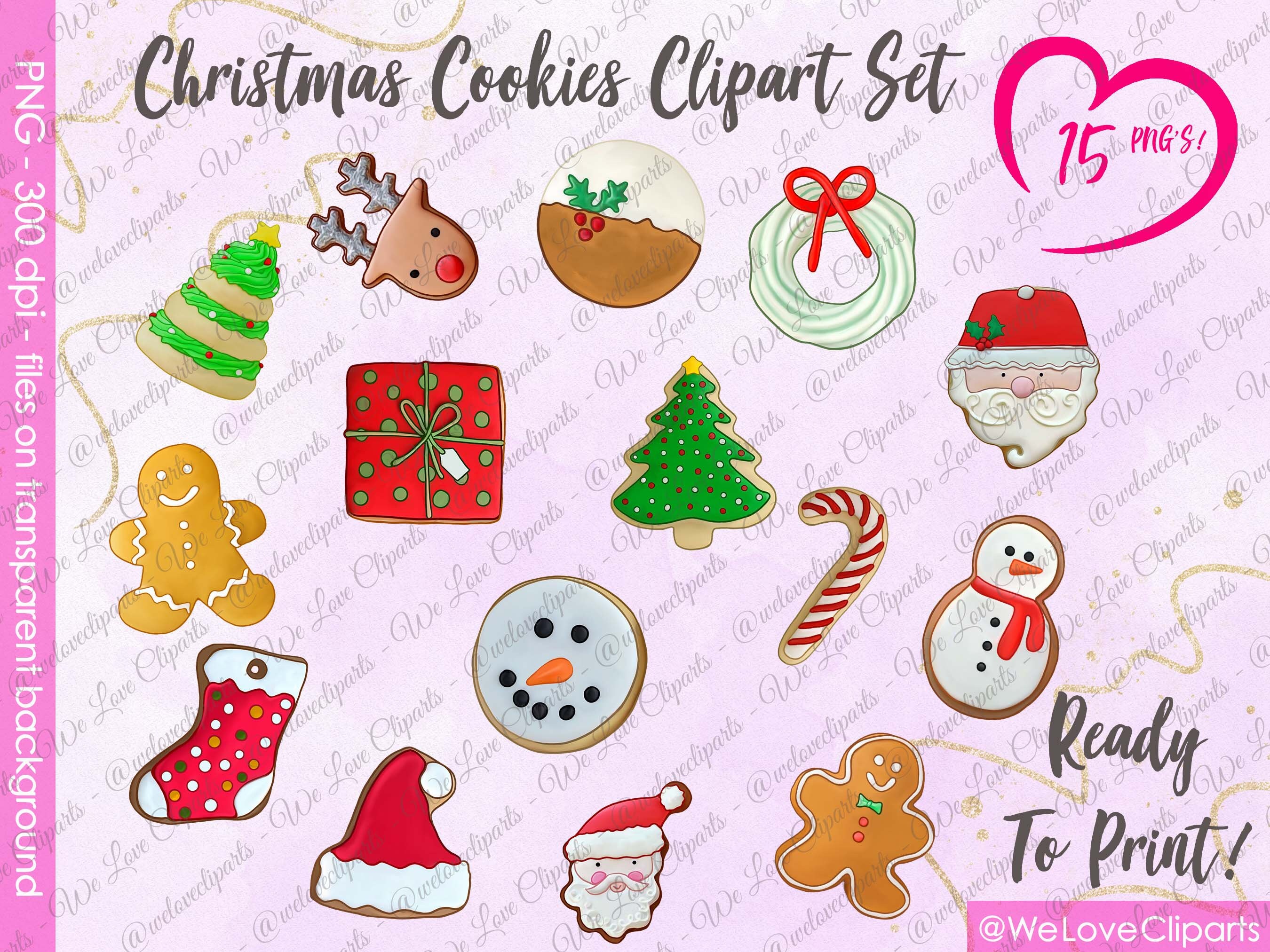 Christmas Cookies Clipart Set: Christmas Gingerbread Clipart | Etsy