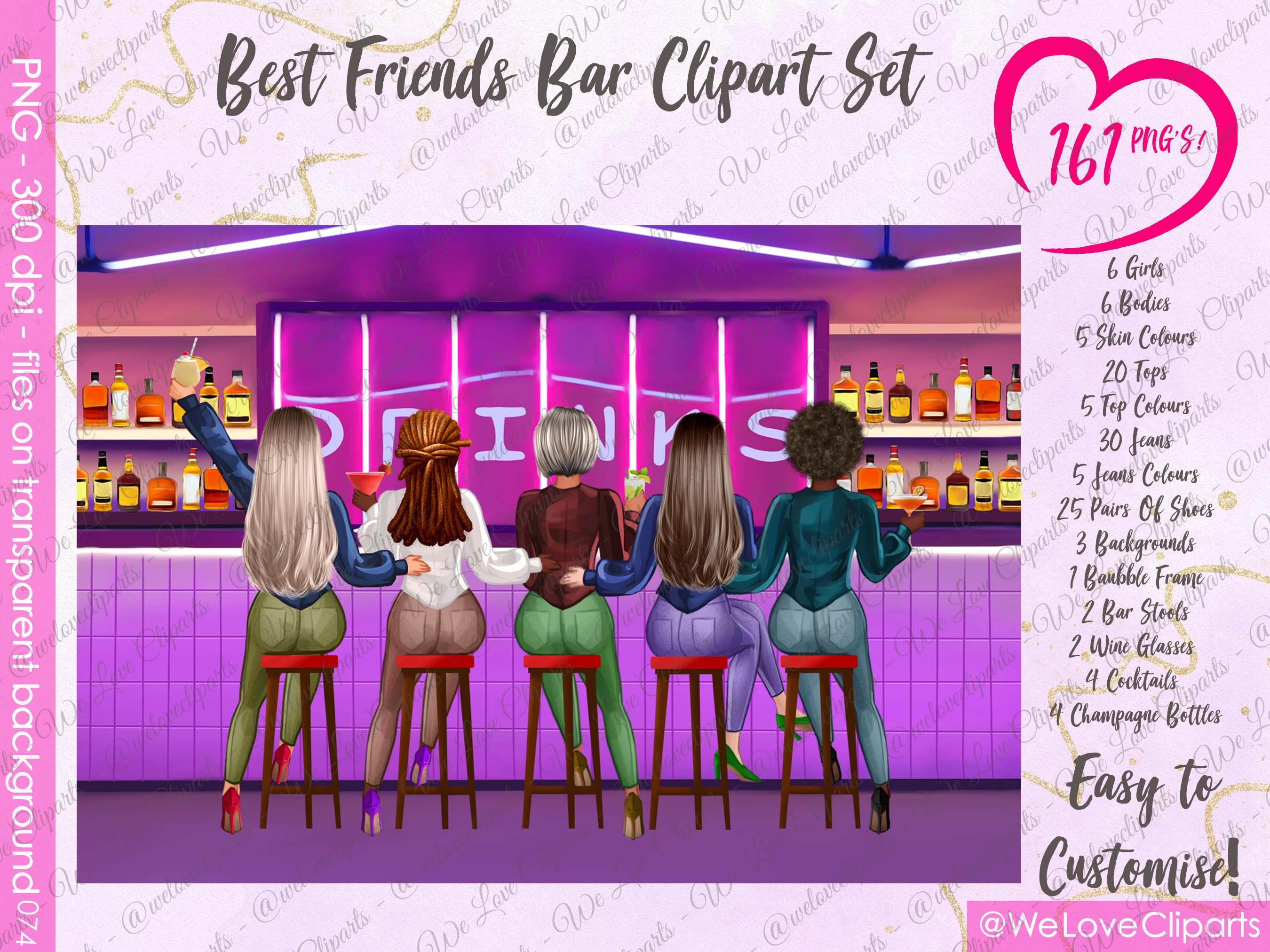 Bar Clipart: Best Friends Bar Scene Sisters SVG Party Svg - Etsy UK