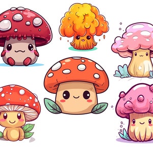 Mushroom SVG & PNG Bundle, Toadstool, Shiitake, Kawaii Mushroom ...