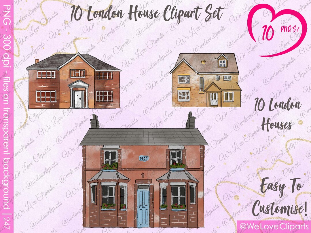 House Clipart: Best Friends Home Scene, London House for Print on ...
