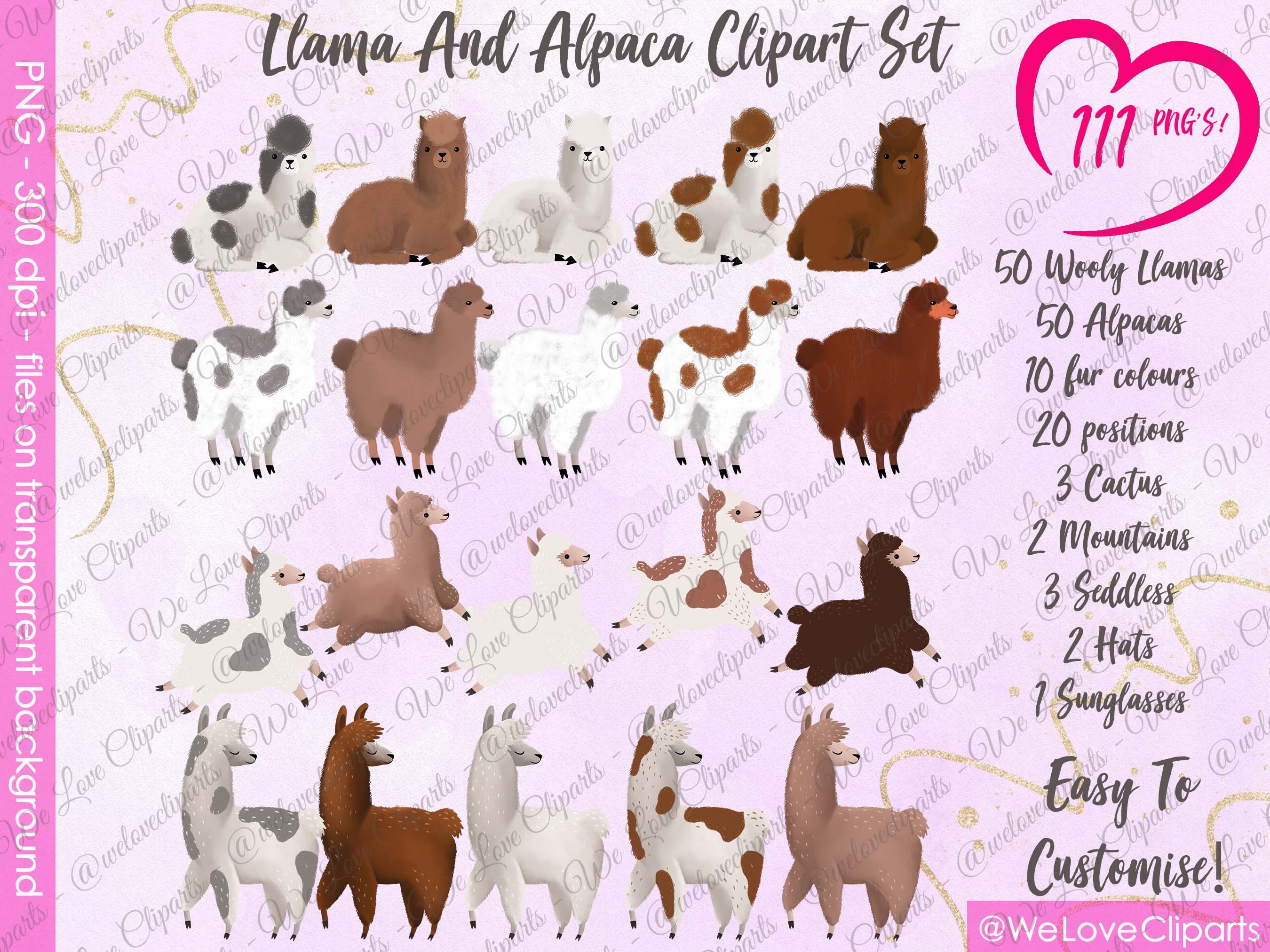 Llama Clipart and Alpaca Clipart for Commercial Use - Etsy UK