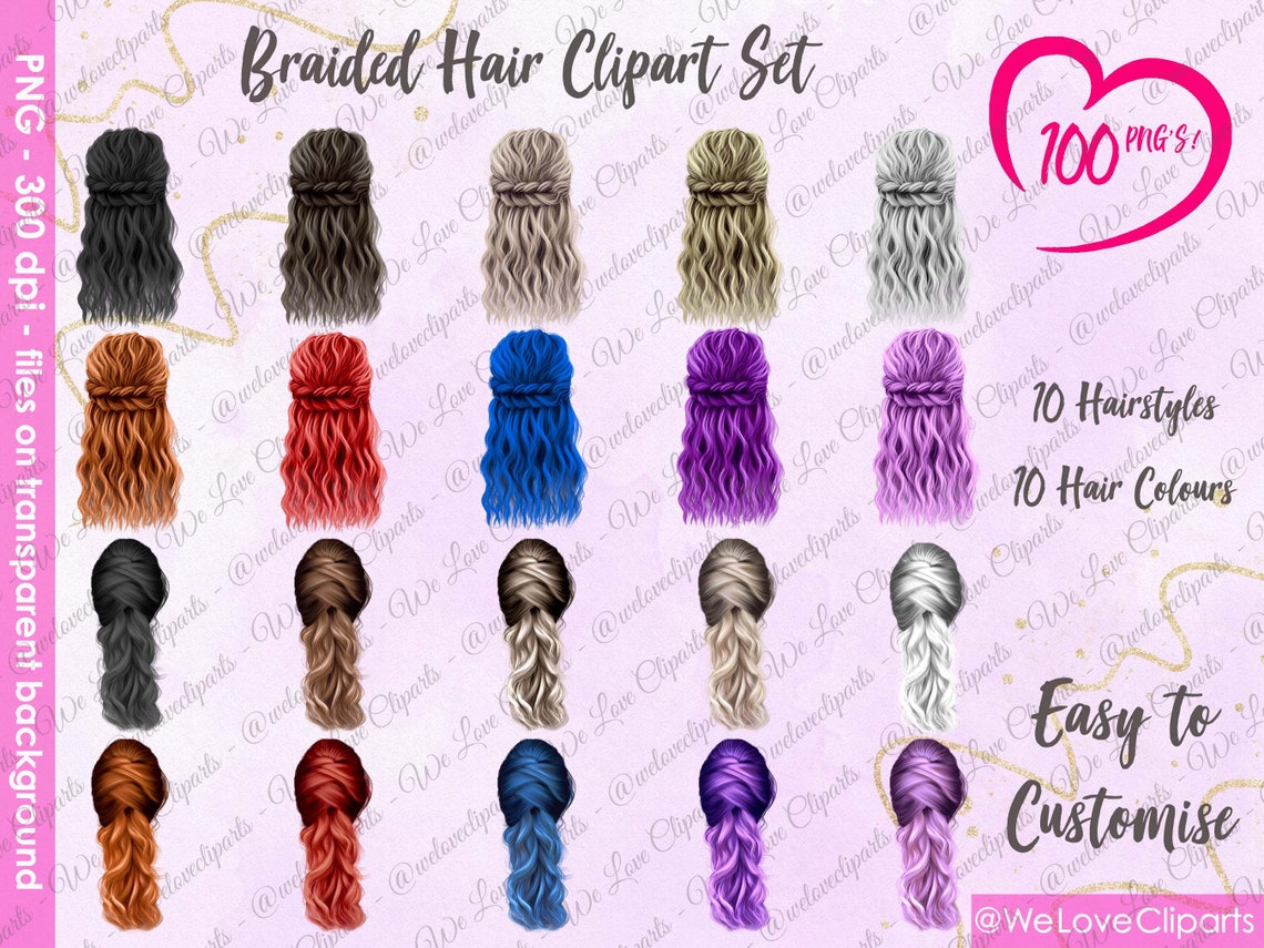 Hair PNG: Braided Hair SVG Messy Bun for Best Friend Clipart - Etsy