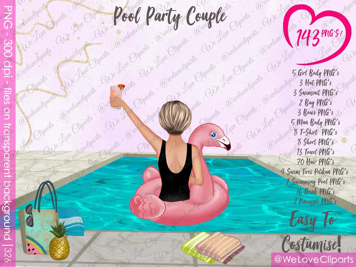 Pool Party Couple Besties SVG Summer SVG Swimming Pool - Etsy