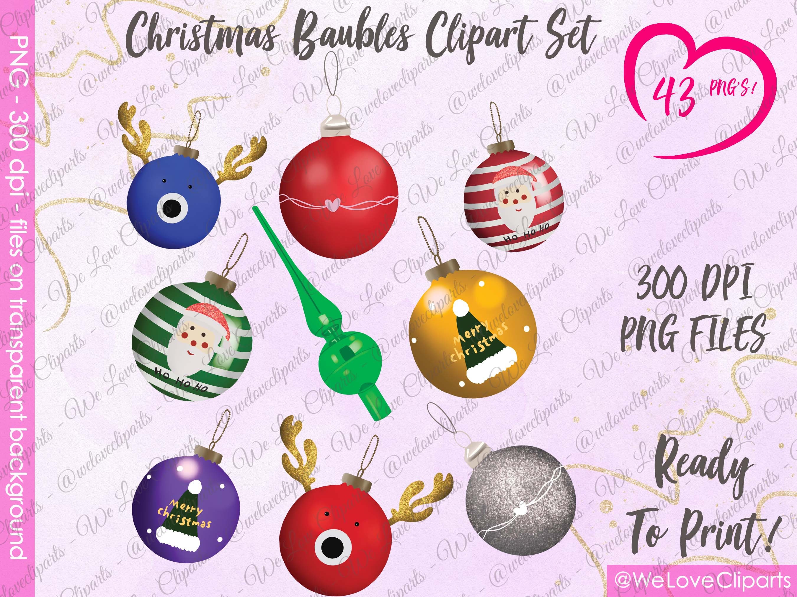 Christmas Baubles Clipart Set: Christmas SVG Clipart - Etsy