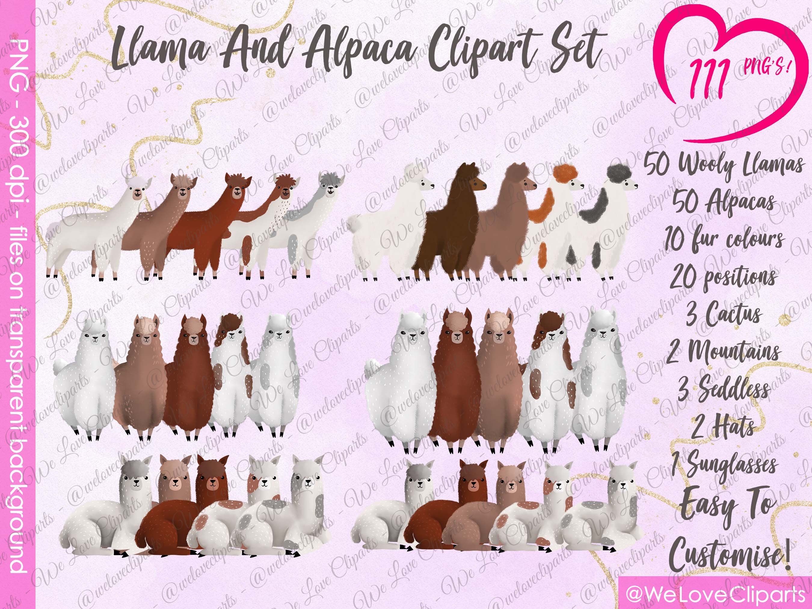 Llama Clipart and Alpaca Clipart for Commercial Use - Etsy Canada