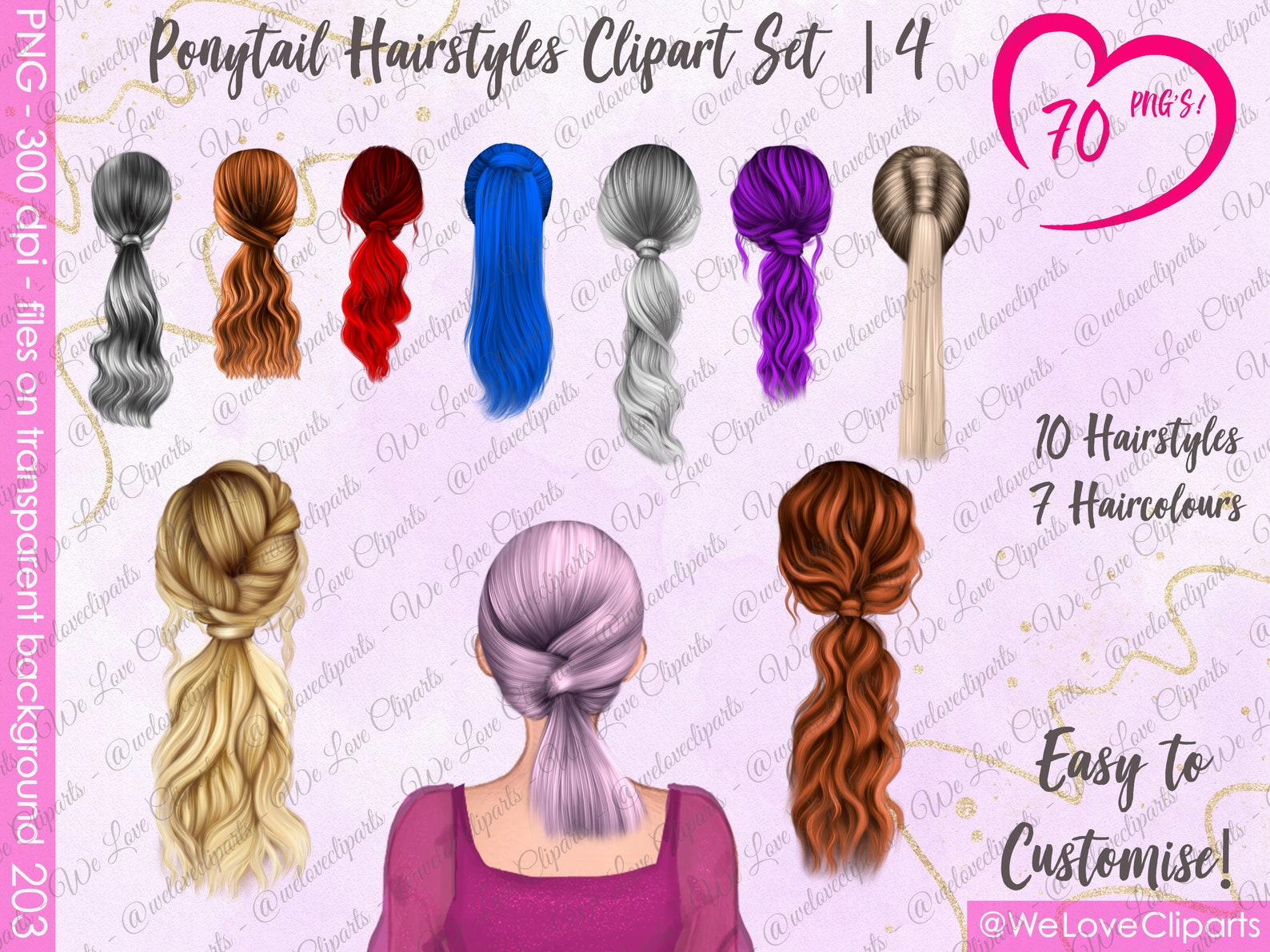 Hair PNG: Ponytail SVG Hairstyles for Girl Friend Clipart (WLC203) - Etsy