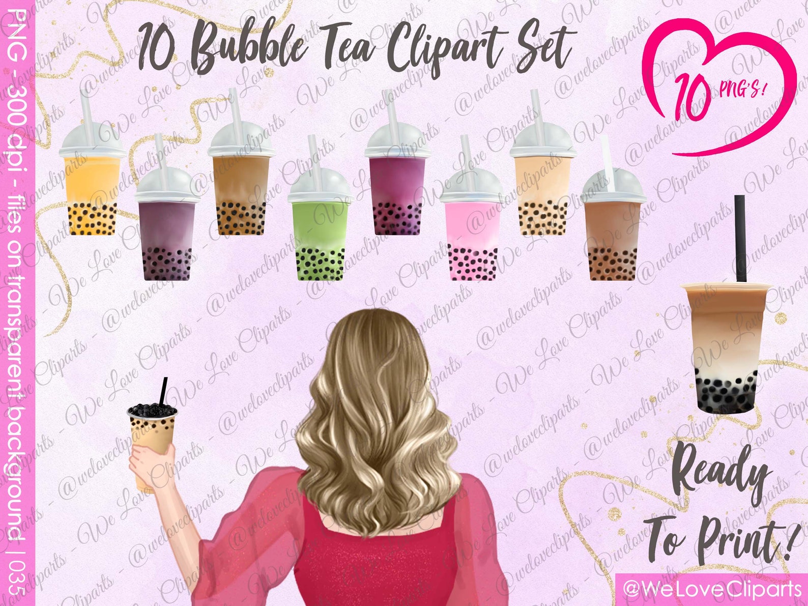 Drinks Clipart: Bubble Tea Add-on for Best Friends Illustrations WLC035 ...