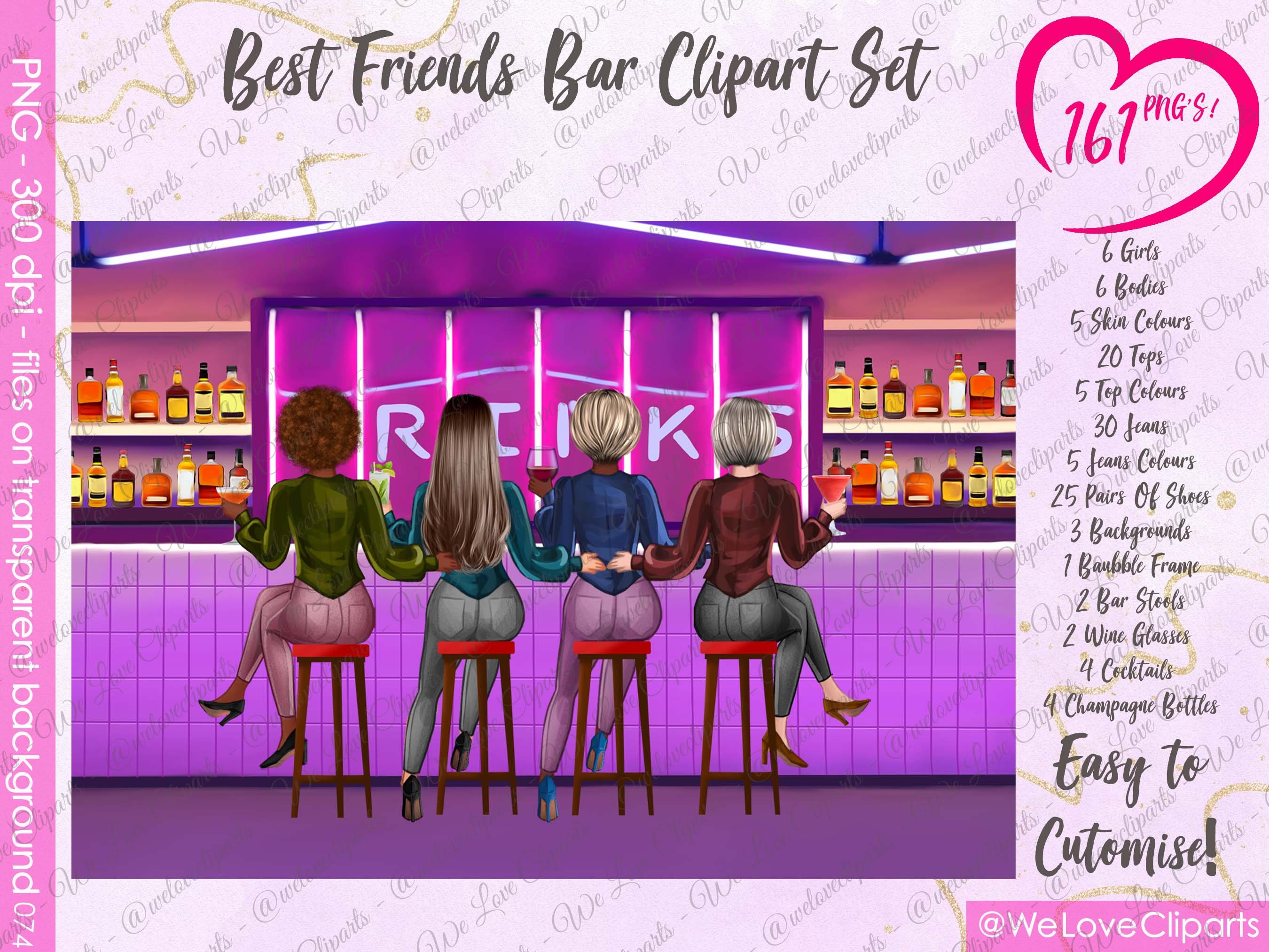 Bar Clipart: Best Friends Bar Scene Sisters SVG Party Svg - Etsy UK