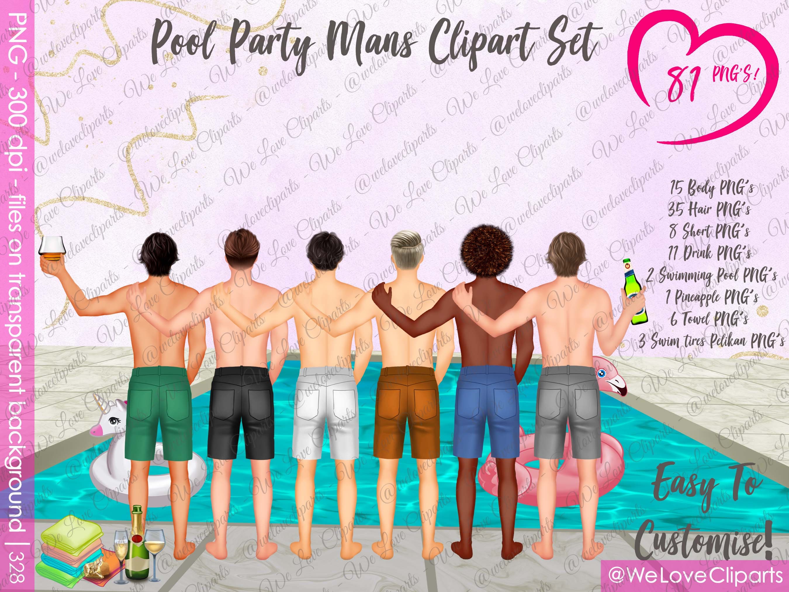 Pool Party Male Besties SVG Summer SVG Swimming Pool | Etsy