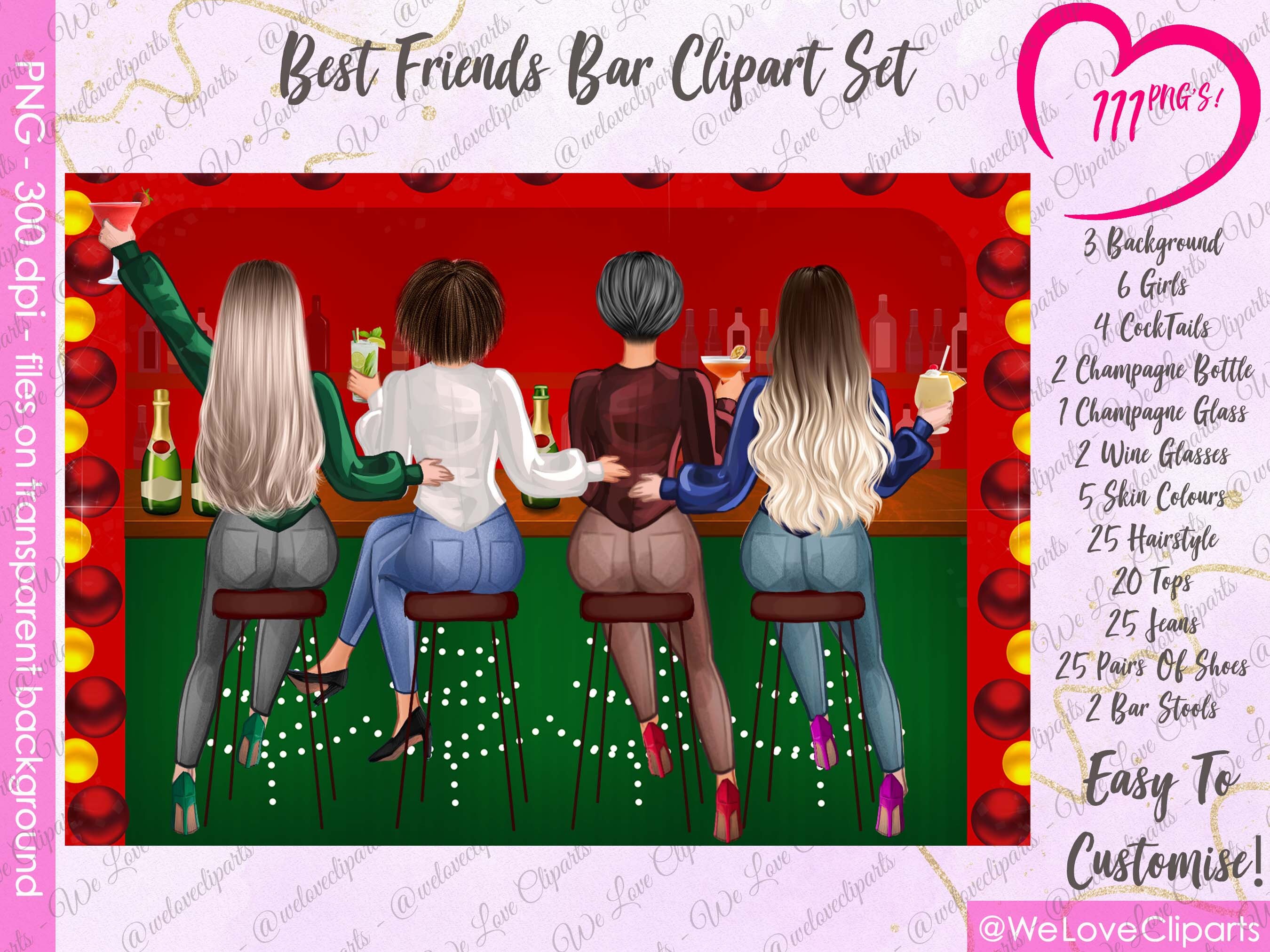 Bar Clipart: Best Friends Bar Scene Sisters SVG Party Svg | Etsy UK
