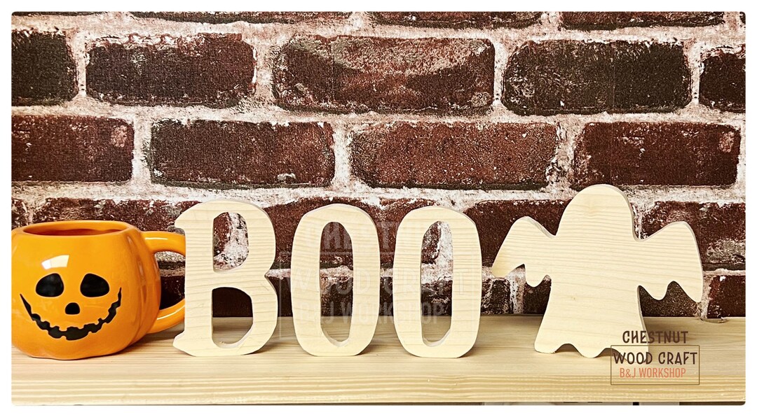 Wooden Boo Ghost Unfinished Craft Blank Wood Sign Shape Woodworking ...