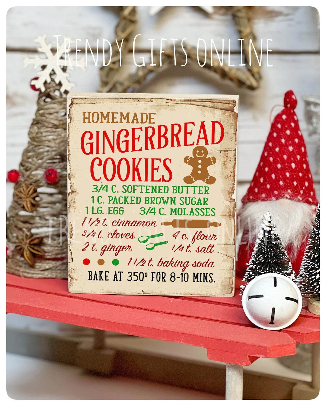 Gingerbread Cookies Recipe Sign Christmas/winter Home Tiered Tray ...