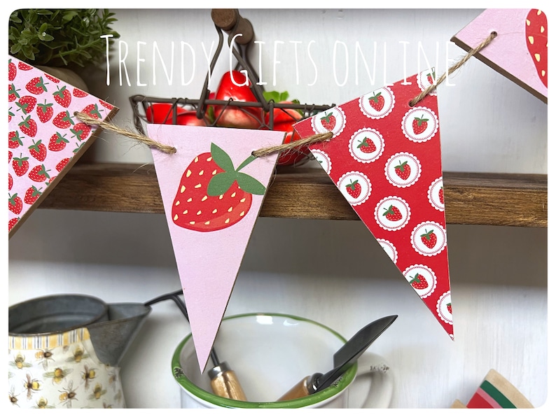 Summer Strawberry Wooden Bunting Flags Summer Home Decor - Etsy