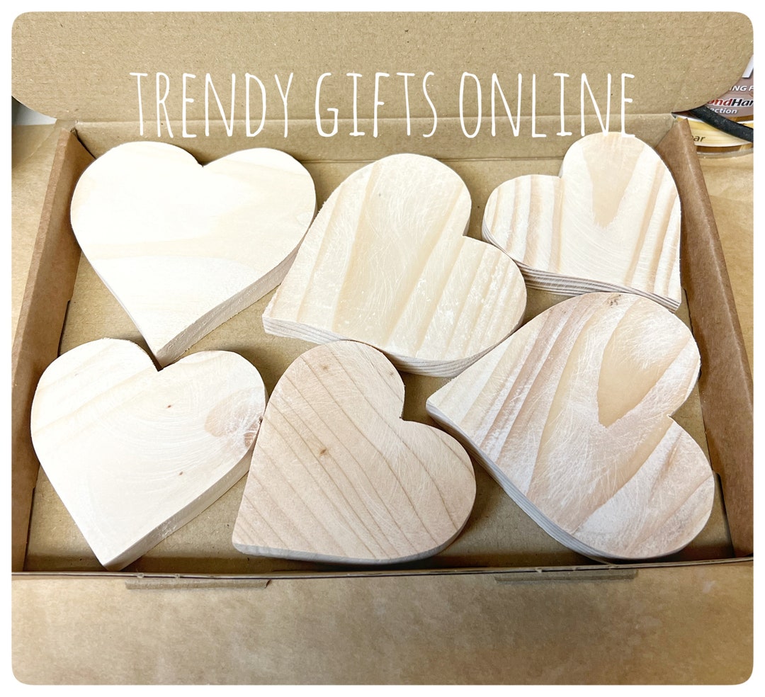 Set of 6 Handmade Wooden Heart Shapes Imperfect Hearts Rustic Heart ...