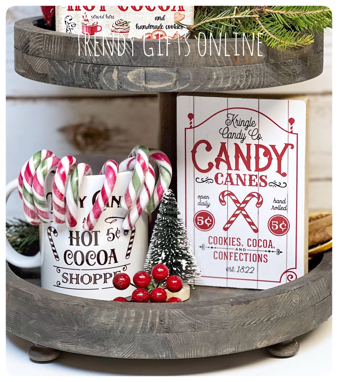 Kringle Candy Co. Christmas Sign: Tiered Tray Decor - Etsy