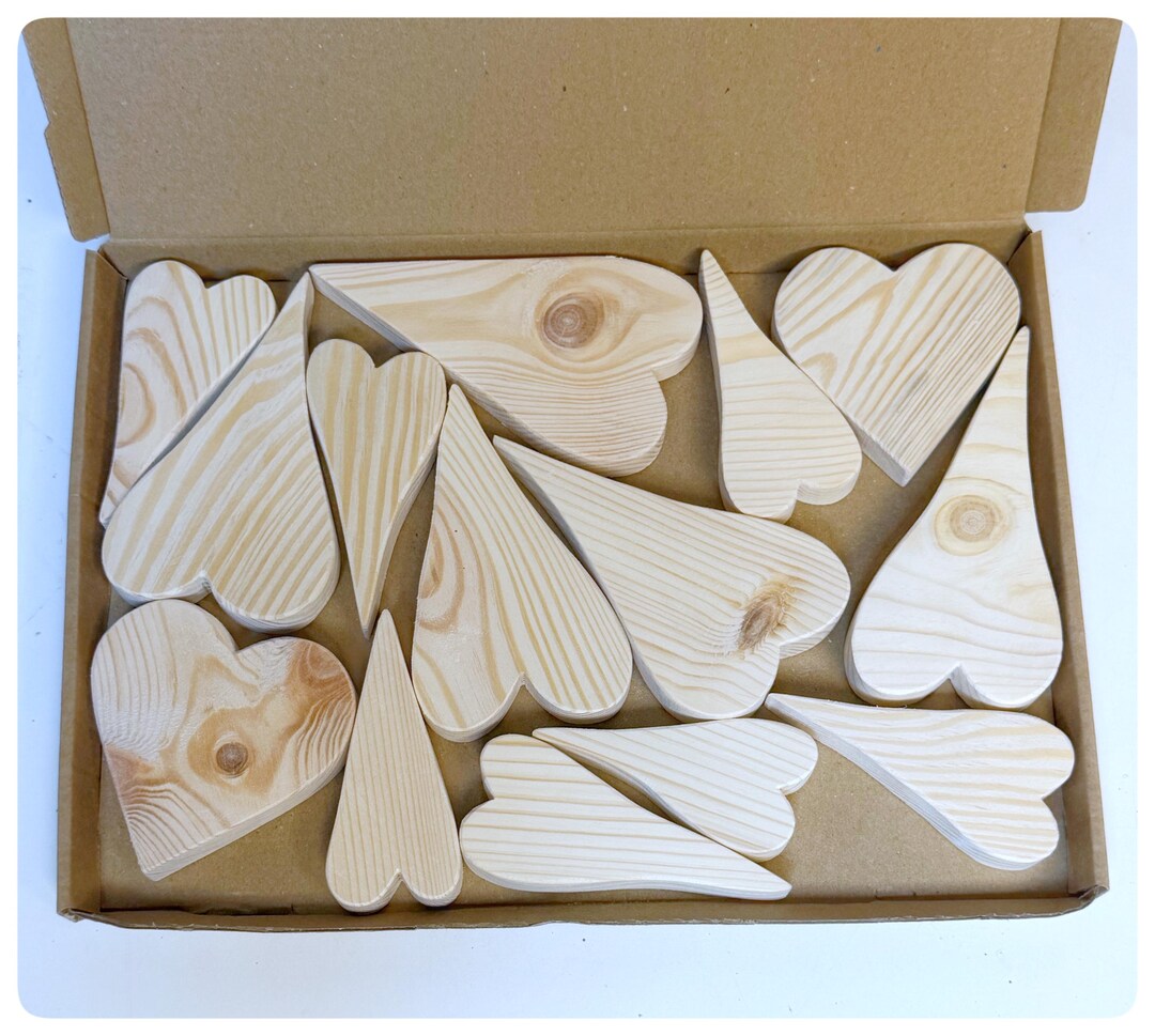 Pack of Wooden Hearts, Imperfect Heart Shapes, Hand Cutout, Rustic ...