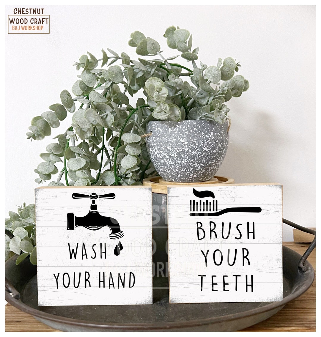 Wash Your Hand/brush Your Teeth Sign Home Bathroom Sign Funny Bathroom ...